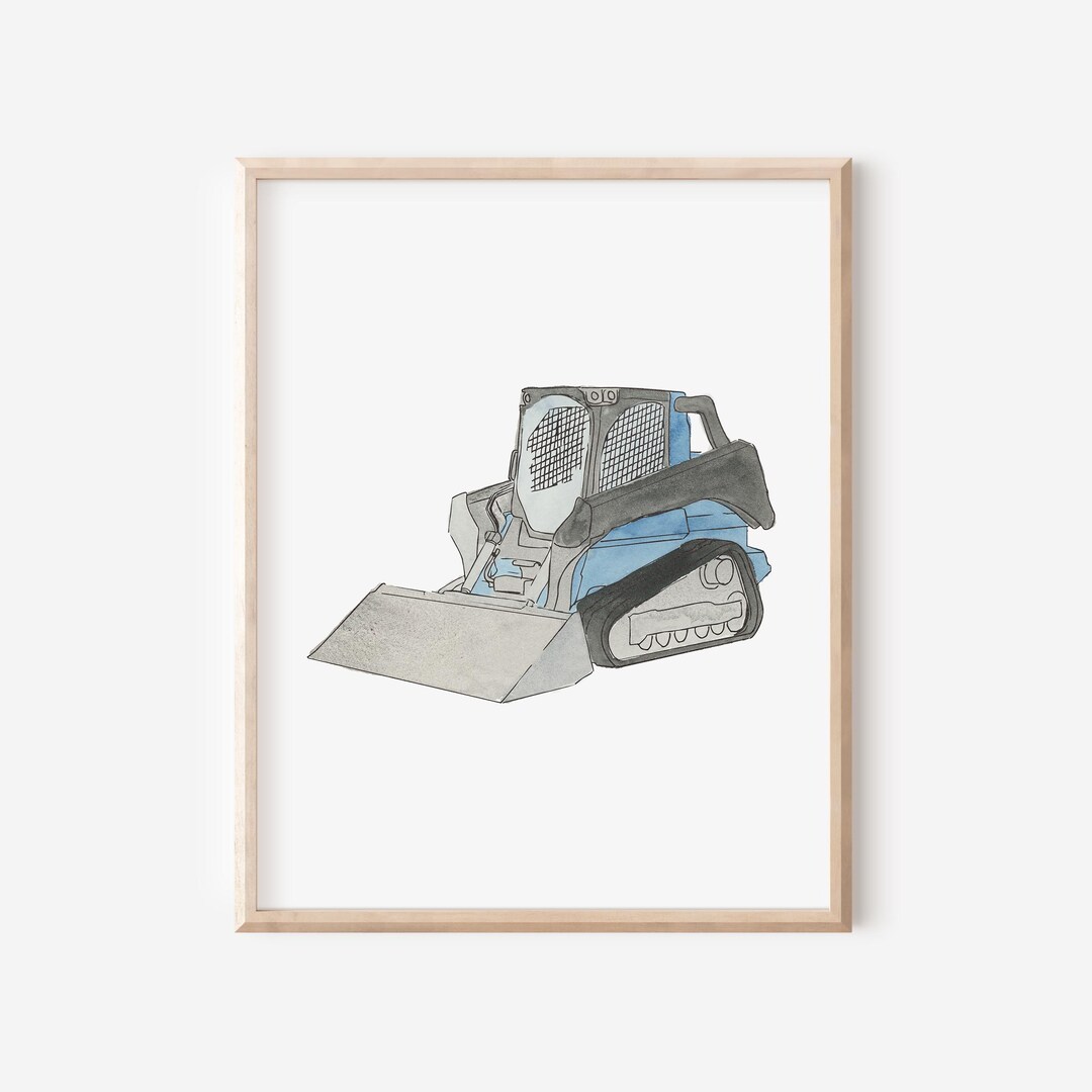 Blue Skid Steer Art Print | Construction Wall Art | Skid Steer Print ...