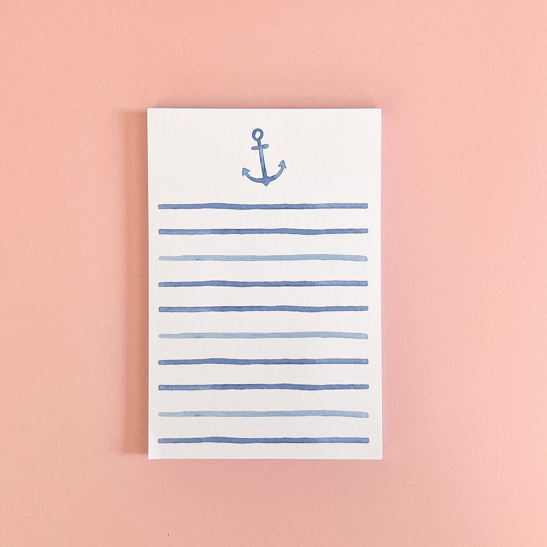 Watercolor Anchor Notepad | Coastal Notepad | Nautical Notepad - Etsy