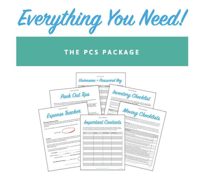 The PCS Package – PCS Binder Builder, Military Move Checklist ...
