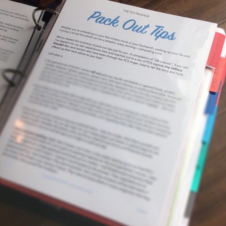 The PCS Package – PCS Binder Builder, Military Move Checklist ...