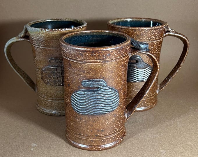 Curling Large Mug Stein, Stoneware Handmade Salt or Soda Fired - Etsy
