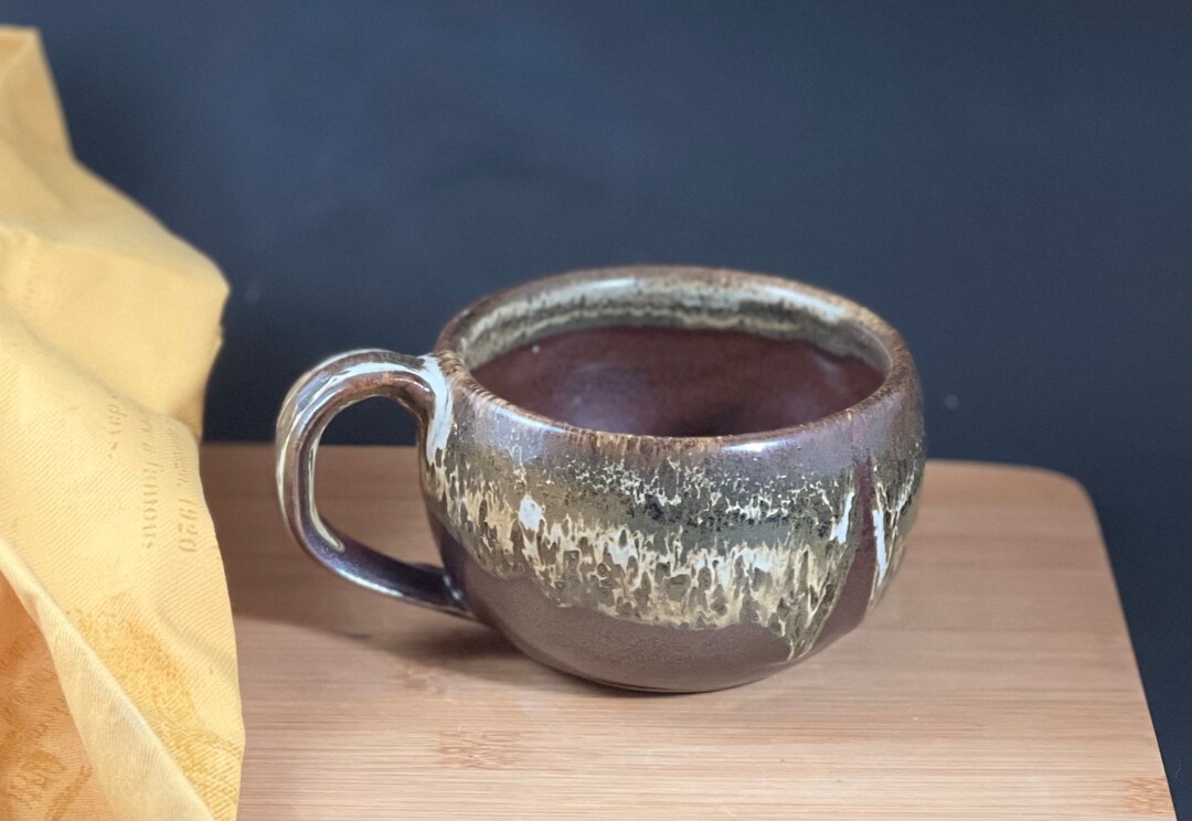 Wide-rimmed Stoneware Mug, Handmade Pottery - Etsy