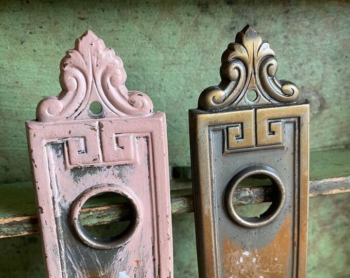 Antique Door Knob Back Plate Skeleton Key Pressed Brass (set of 2) - Etsy