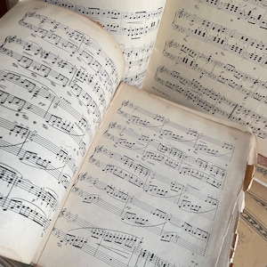 Antique and Vintage Sheet Music Crafting Junk Journal Aged Paper Shabby ...
