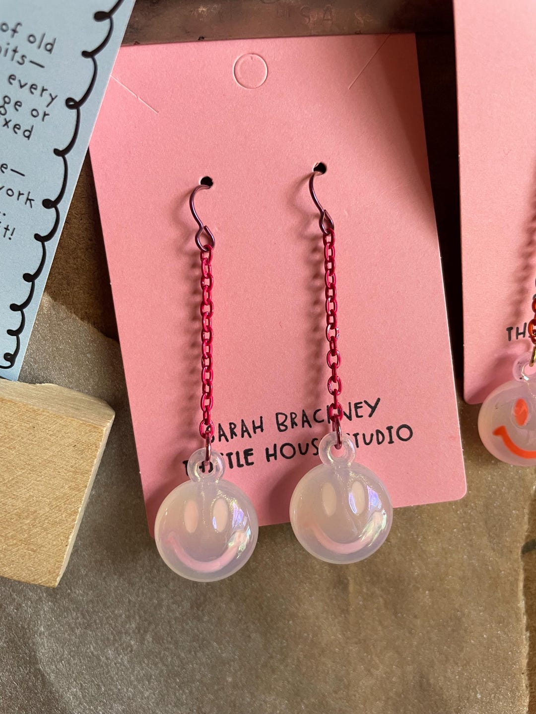 Smiley Face Earrings Colorful Pop Art Long Dangle Earrings Fun ...