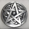 Vampire Bat and Pentagram Star Oval Vintage Belt Buckle Pewter Light ...