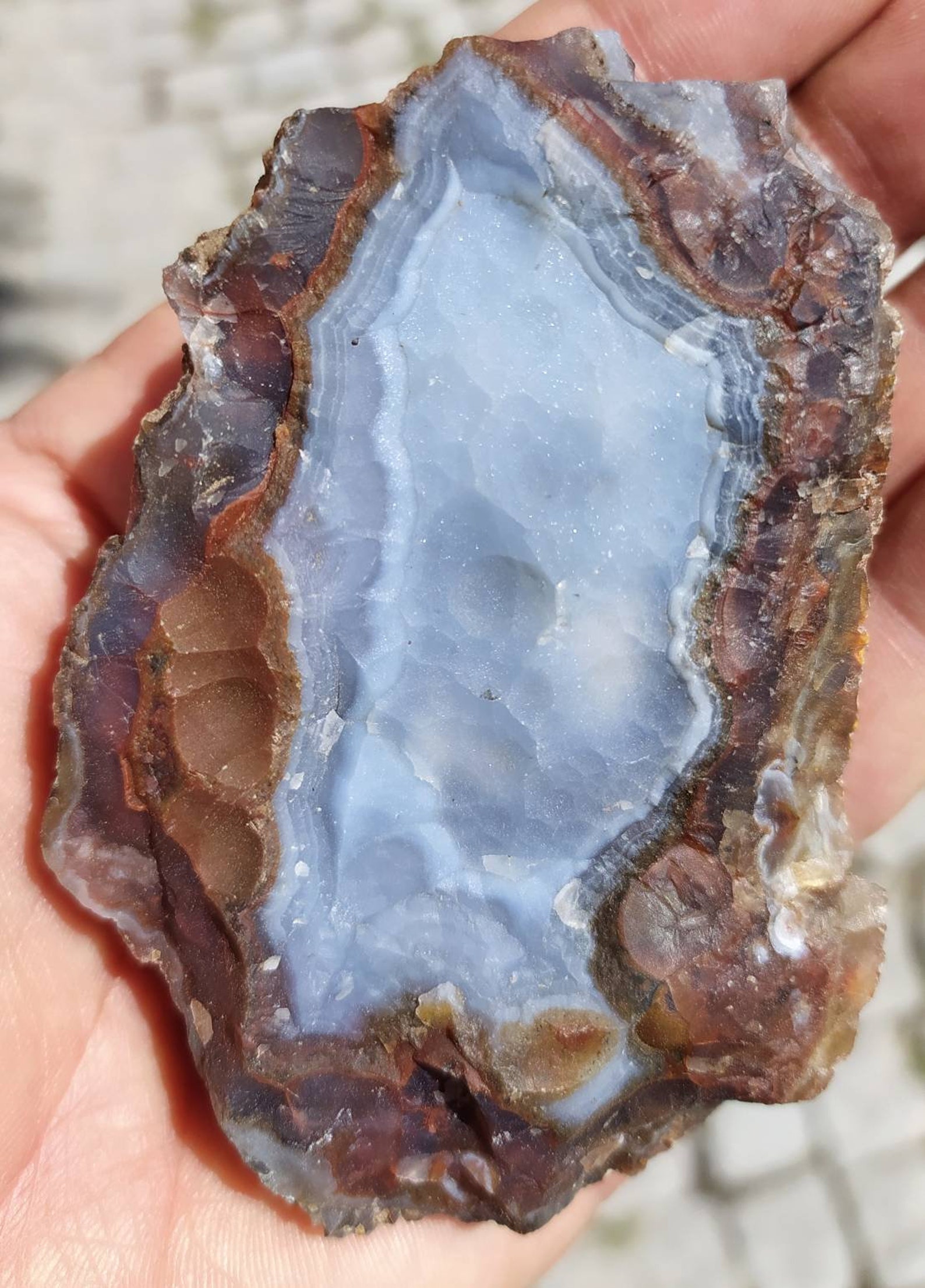 Banded Blue Chalcedony with tiny druzy inside agate and jasper | Etsy
