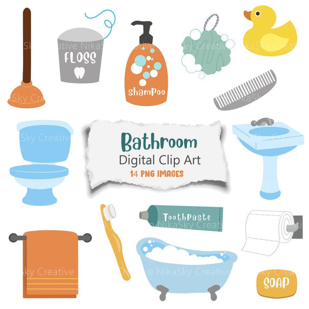 Bathroom Clipart, Hygiene Download, Morning Routine - PNG Vector ...