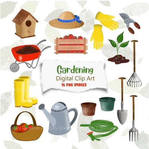 Watercolor Gardening Clipart Hand-painted Garden Tools Png - Etsy Canada