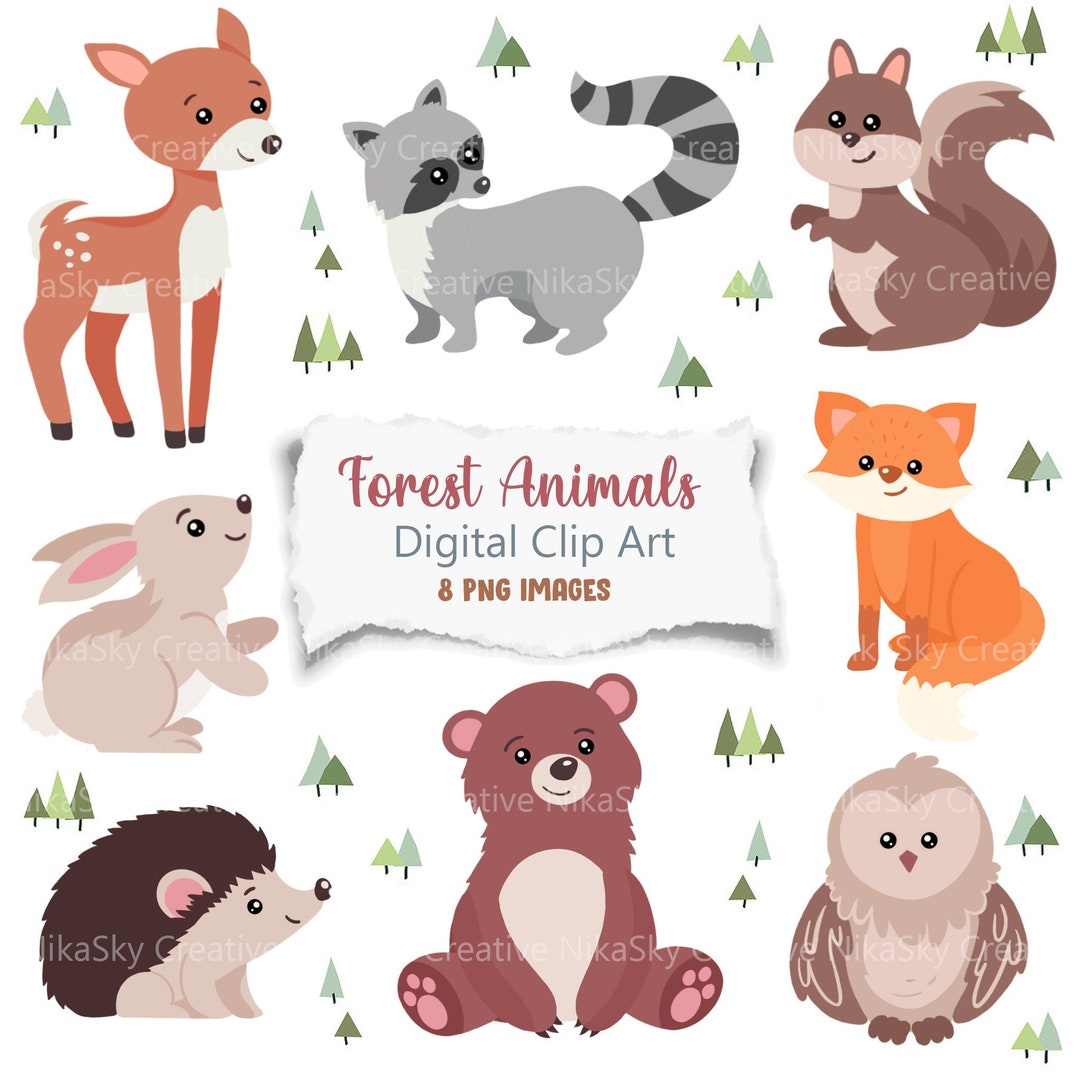 Woodland Animals Clipart, Forest Animals - PNG Vector Download Planner ...