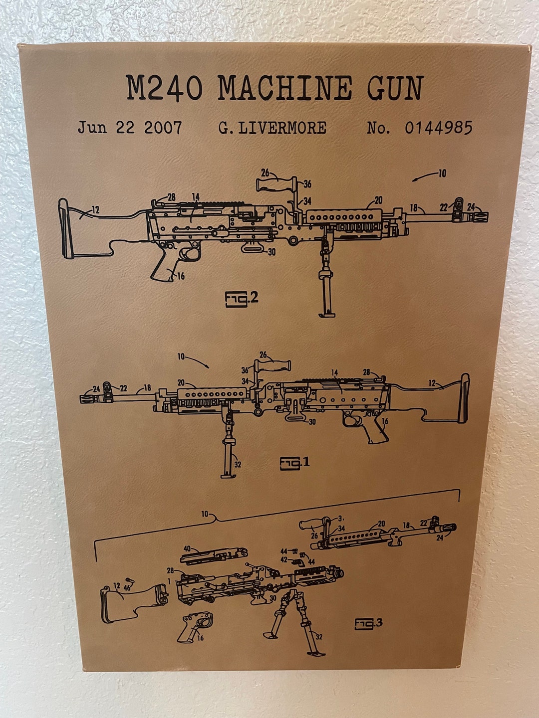 M240 Machine Gun Patent Print Laser Engraved Leather Canvas - Etsy