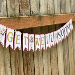 Handcrafted Get Well Soon Banner, Pink & Gold Floral Garland - Etsy