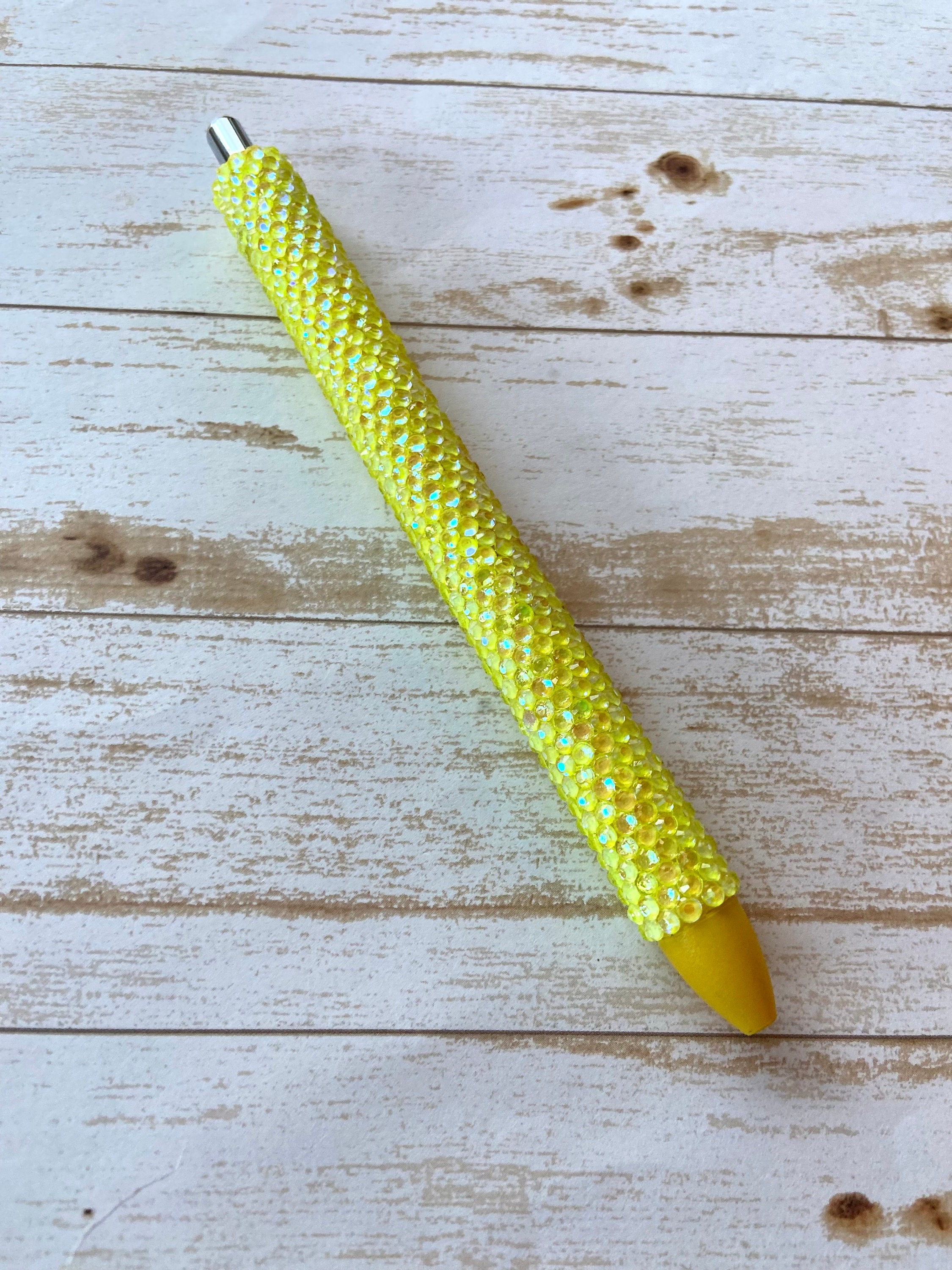 Handmade Neon Yellow Rhinestone Pen, Bling Ballpoint, Refillable - Etsy