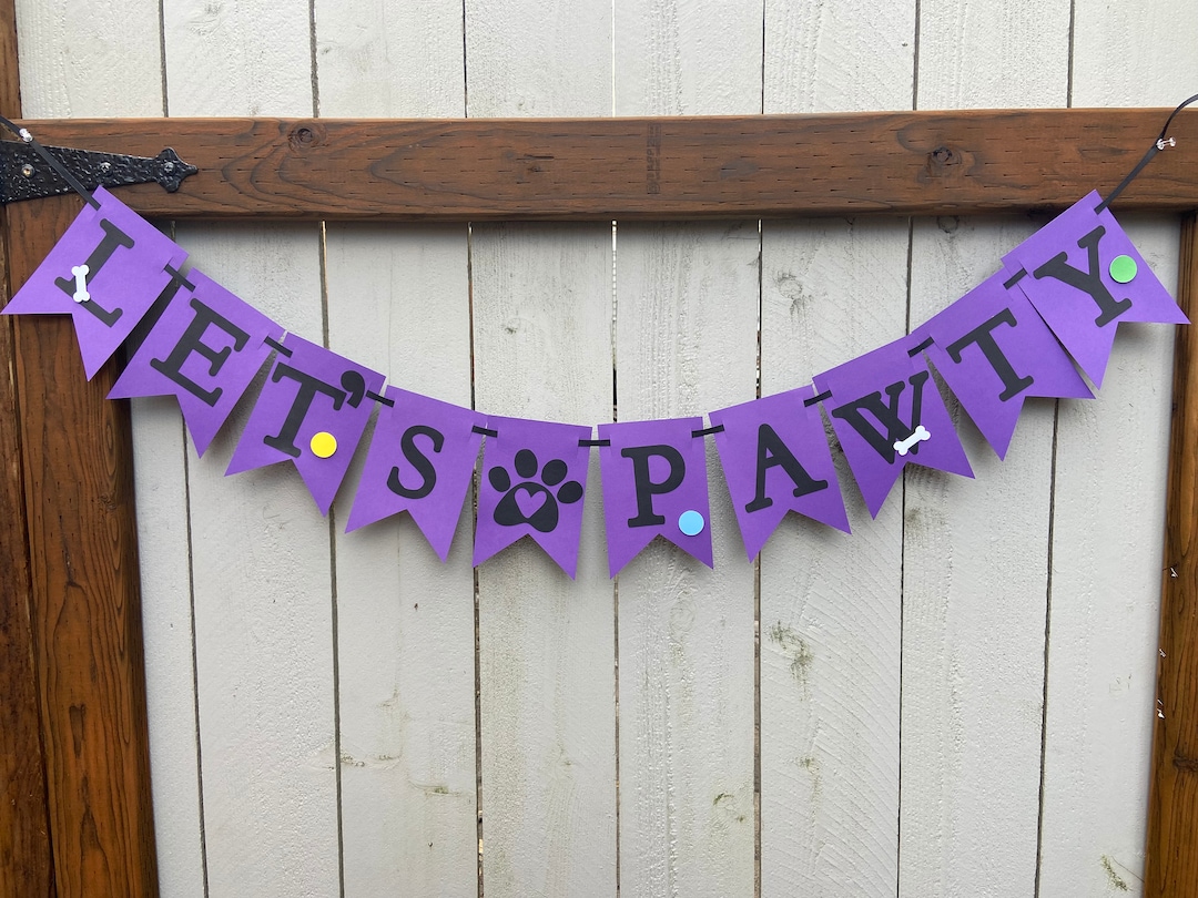 Dog Birthday Banner, Let's Pawty Banner, Let's Pawty Birthday Banner ...