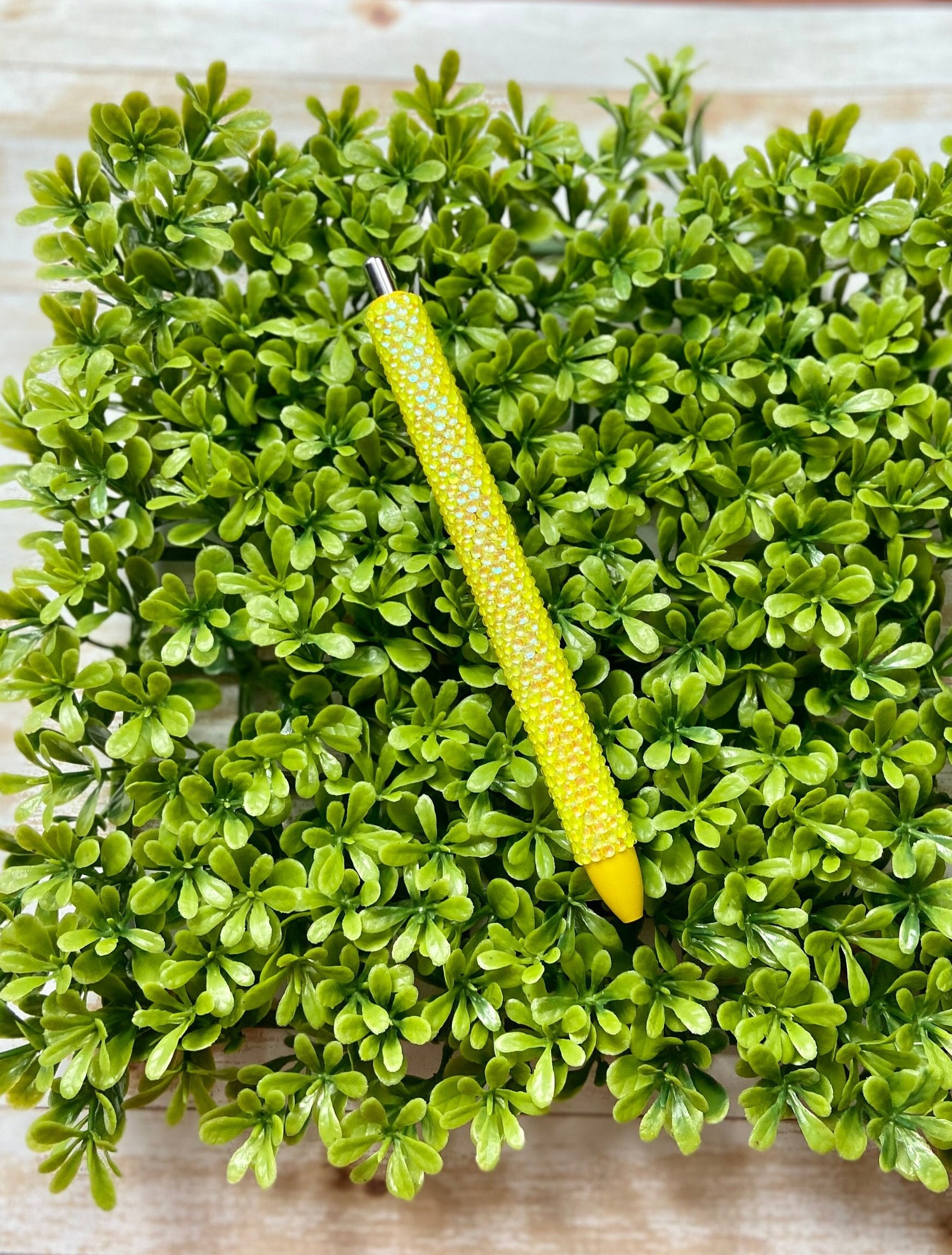 Handmade Neon Yellow Rhinestone Pen, Bling Ballpoint, Refillable - Etsy