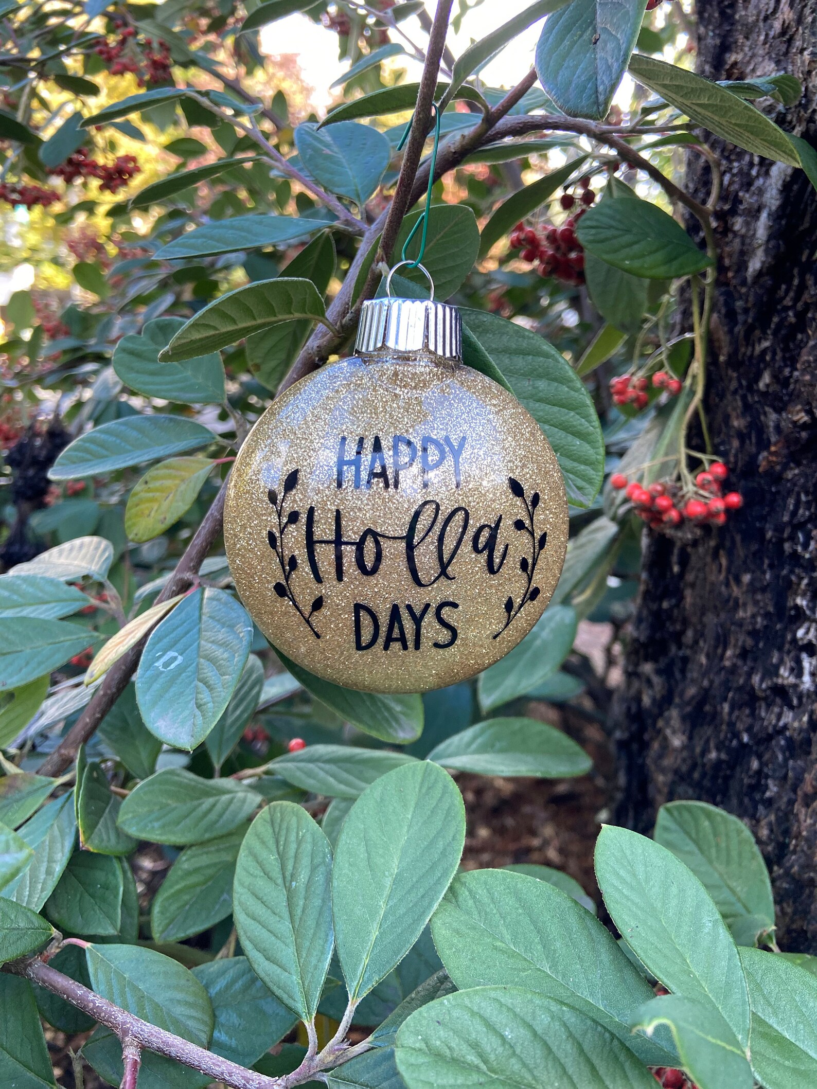 Happy Holla Days Glitter Christmas Ornament, Funny Pun Ornament - Etsy