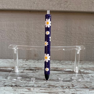 Daisy Pen, Refillable Pen, Daisy Glitter Pen, Purple Daisy Pen, Glitter ...