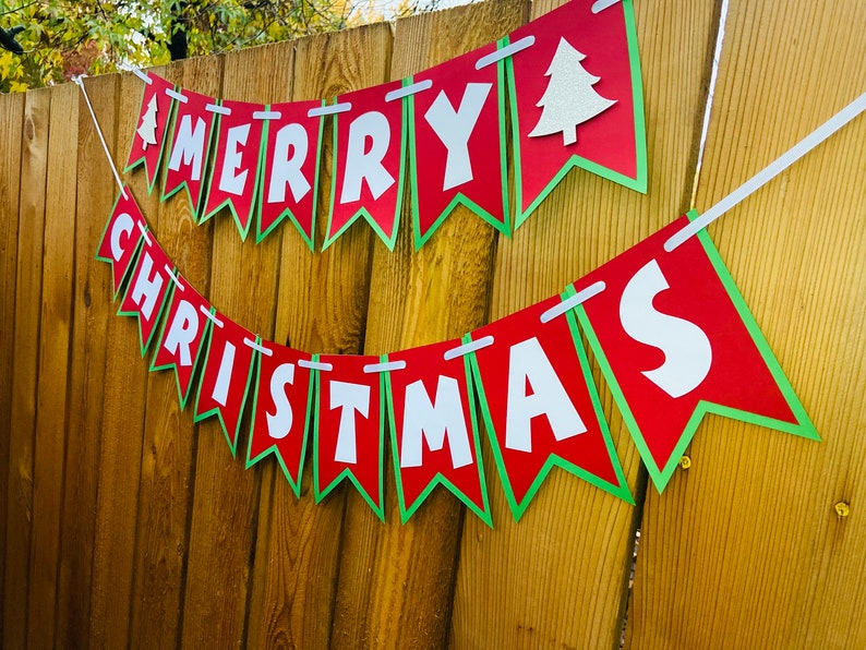 Handcrafted Merry Christmas Banner, Red & Green Cardstock Bunting - Etsy
