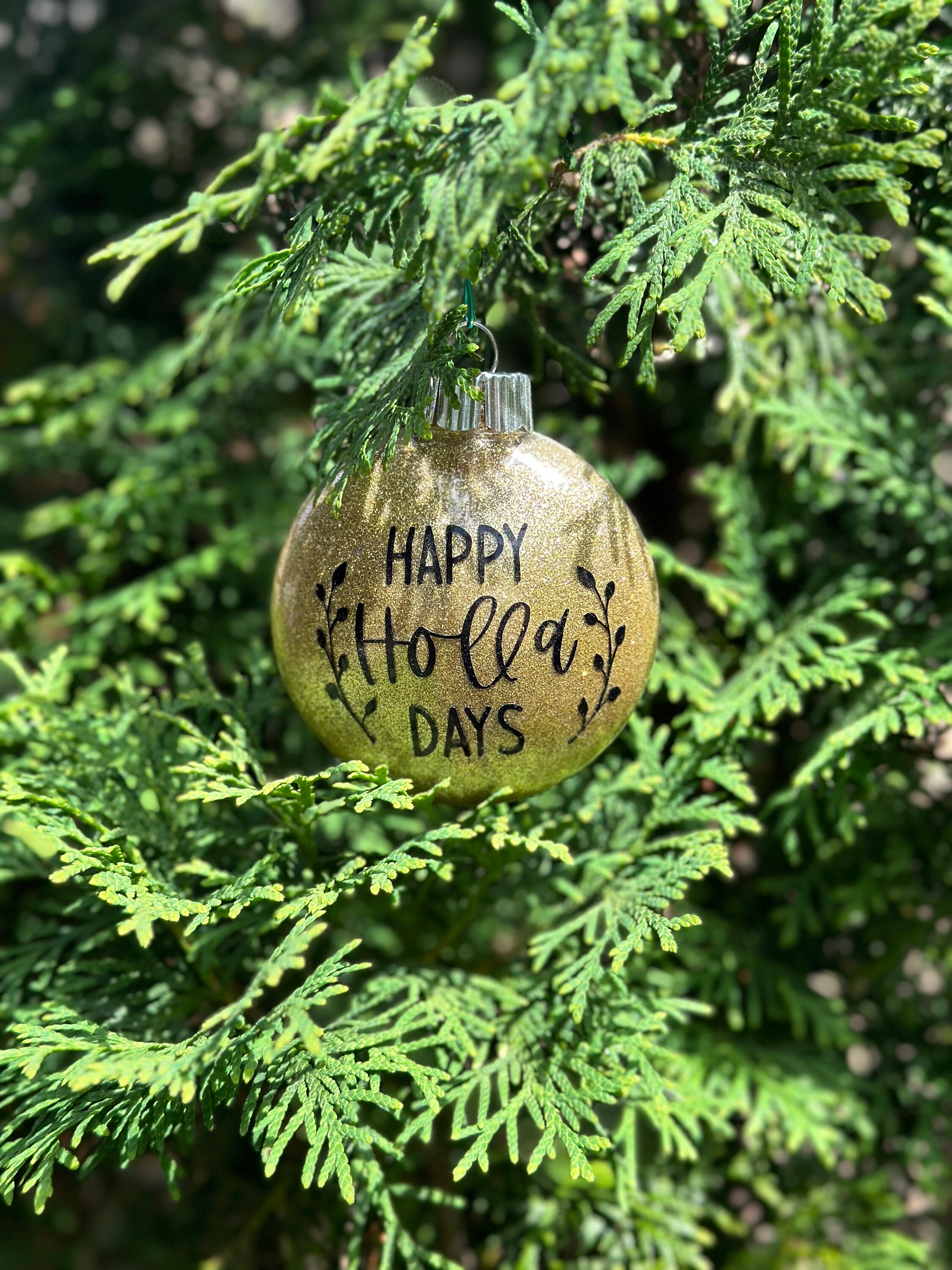 Happy Holla Days Glitter Christmas Ornament, Funny Pun Ornament - Etsy