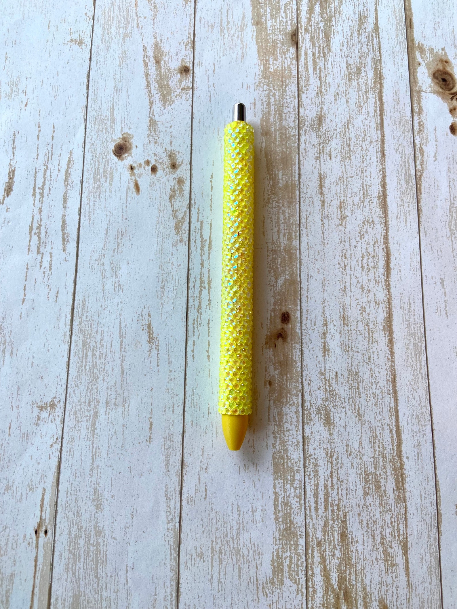 Handmade Neon Yellow Rhinestone Pen, Bling Ballpoint, Refillable - Etsy