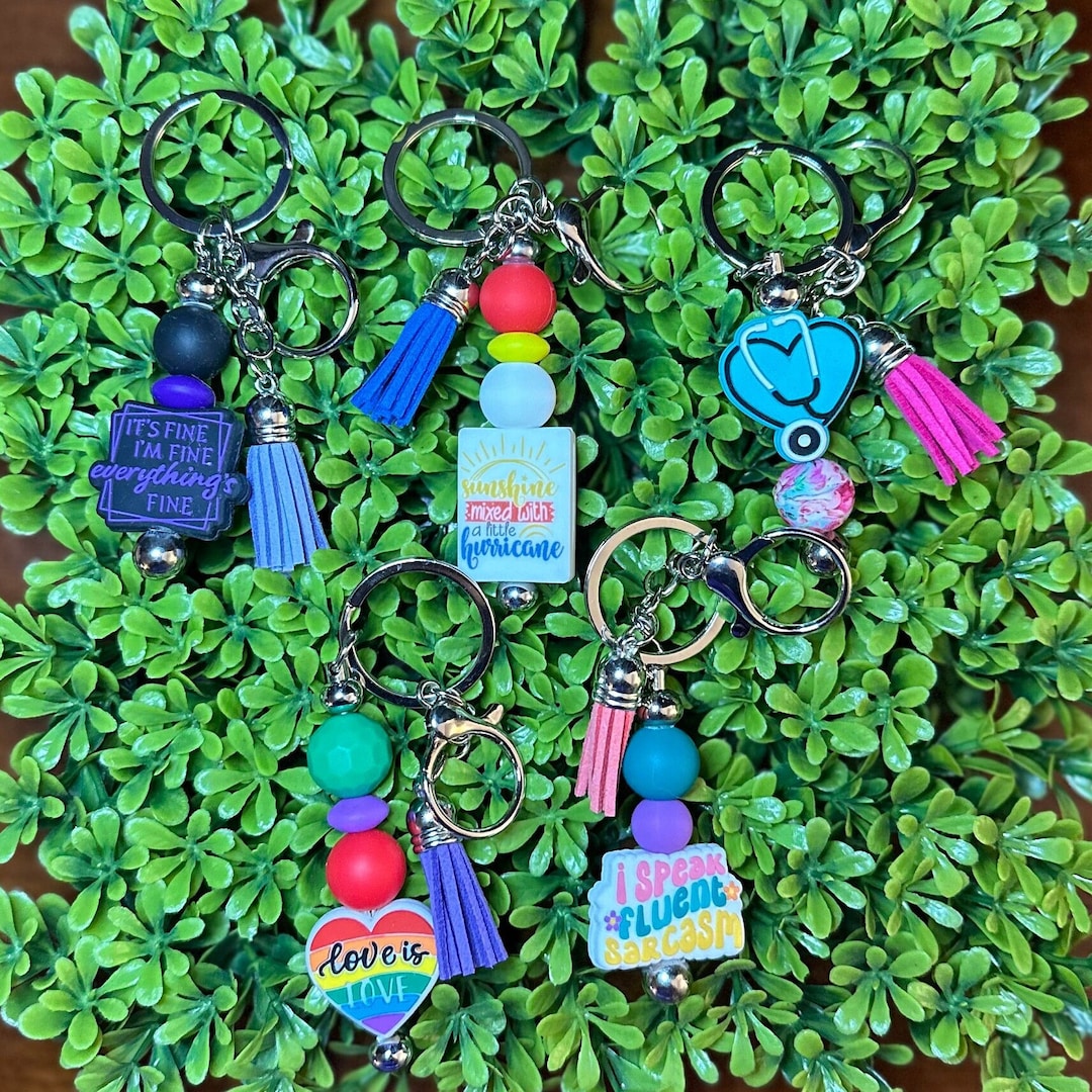 Silicone Bead Keychains, Beaded Bar Keychains, Silicone Beaded Pens ...