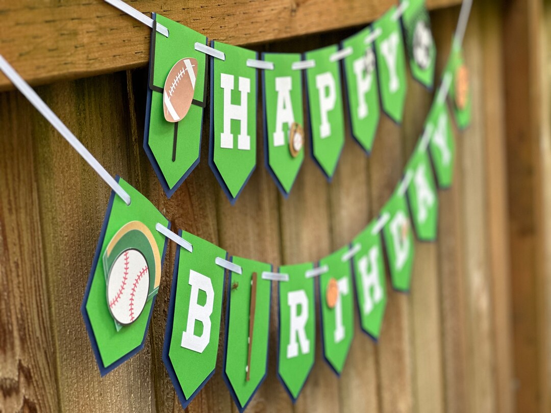 Sports Themed Birthday Banner, Happy Birthday Banner, Happy Birthday ...