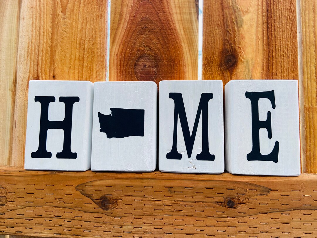 Home Sign, Home Wood Block Set, Wood Decor, Shelf Decor, Personalized ...