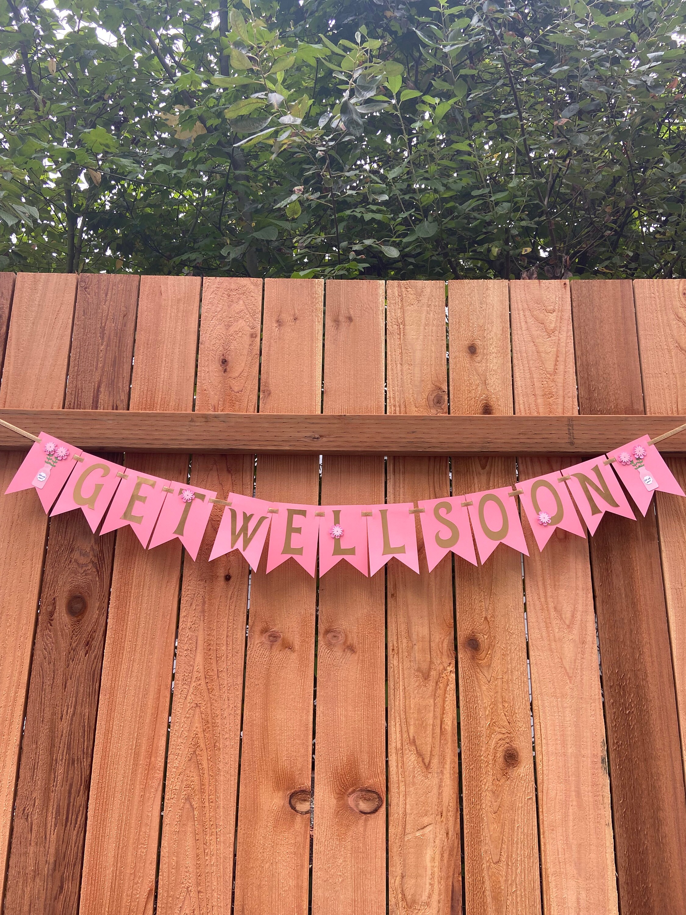 Handcrafted Get Well Soon Banner, Pink & Gold Party Decor - Etsy