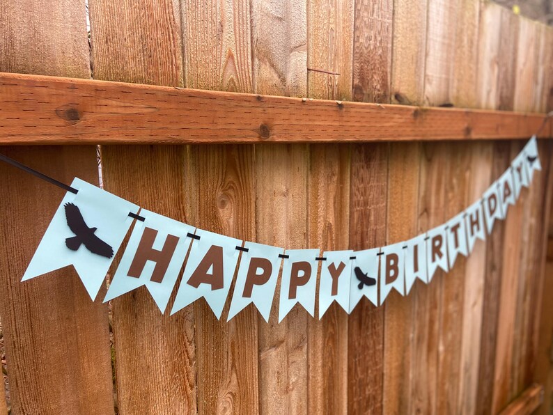 Handcrafted Hawk Happy Birthday Banner, Blue & Brown - Etsy