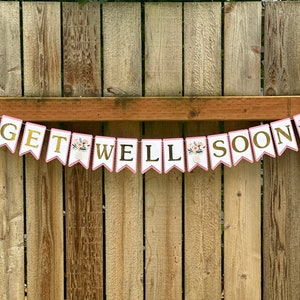 Handcrafted Get Well Soon Banner, Pink & Gold Floral Garland - Etsy