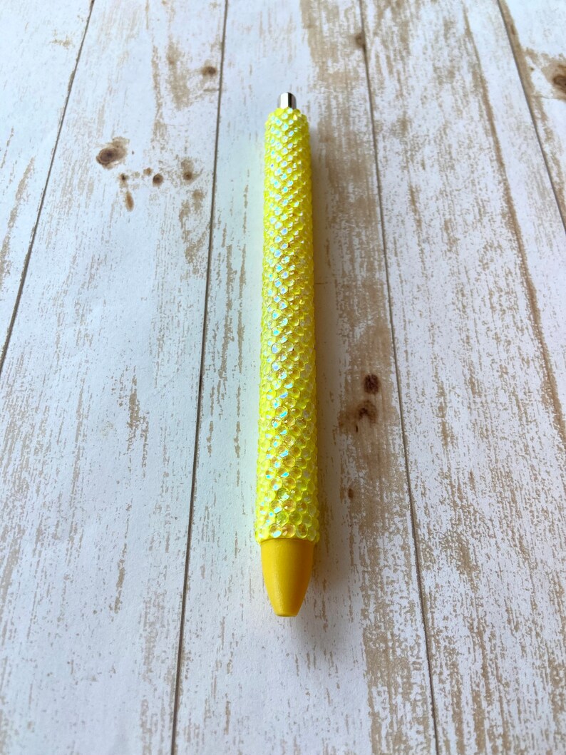 Handmade Neon Yellow Rhinestone Pen, Bling Ballpoint, Refillable - Etsy