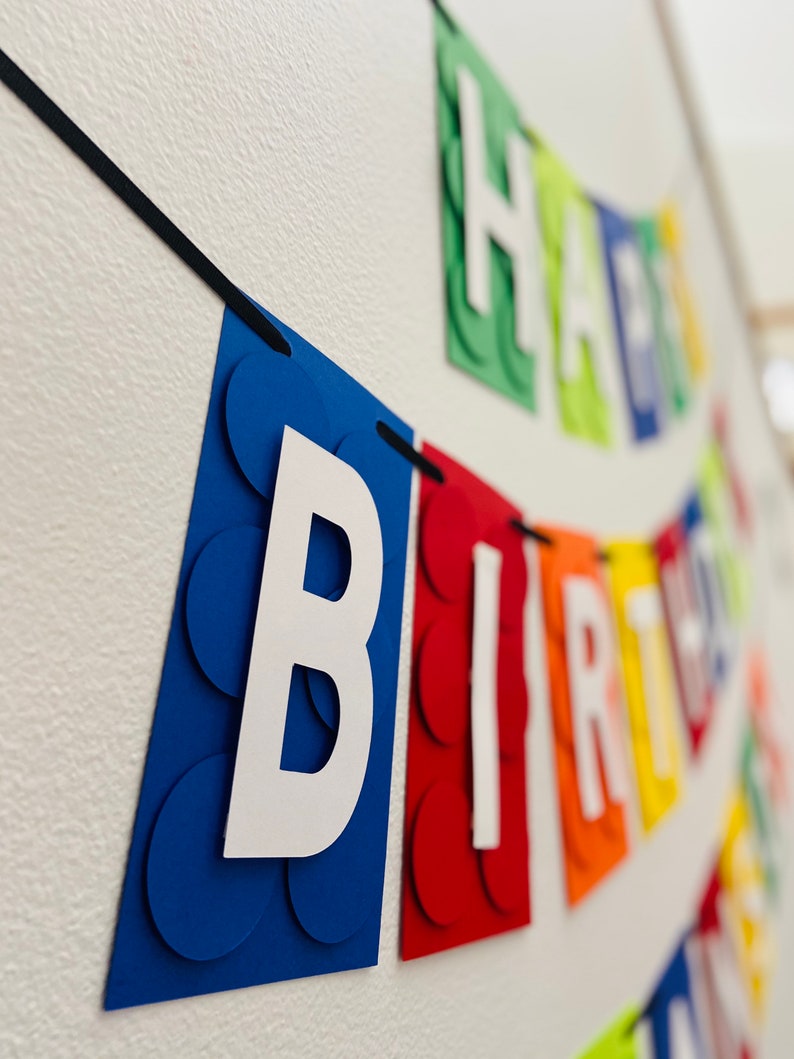 Building Blocks Banner Happy Birthday Banner Party Décor - Etsy