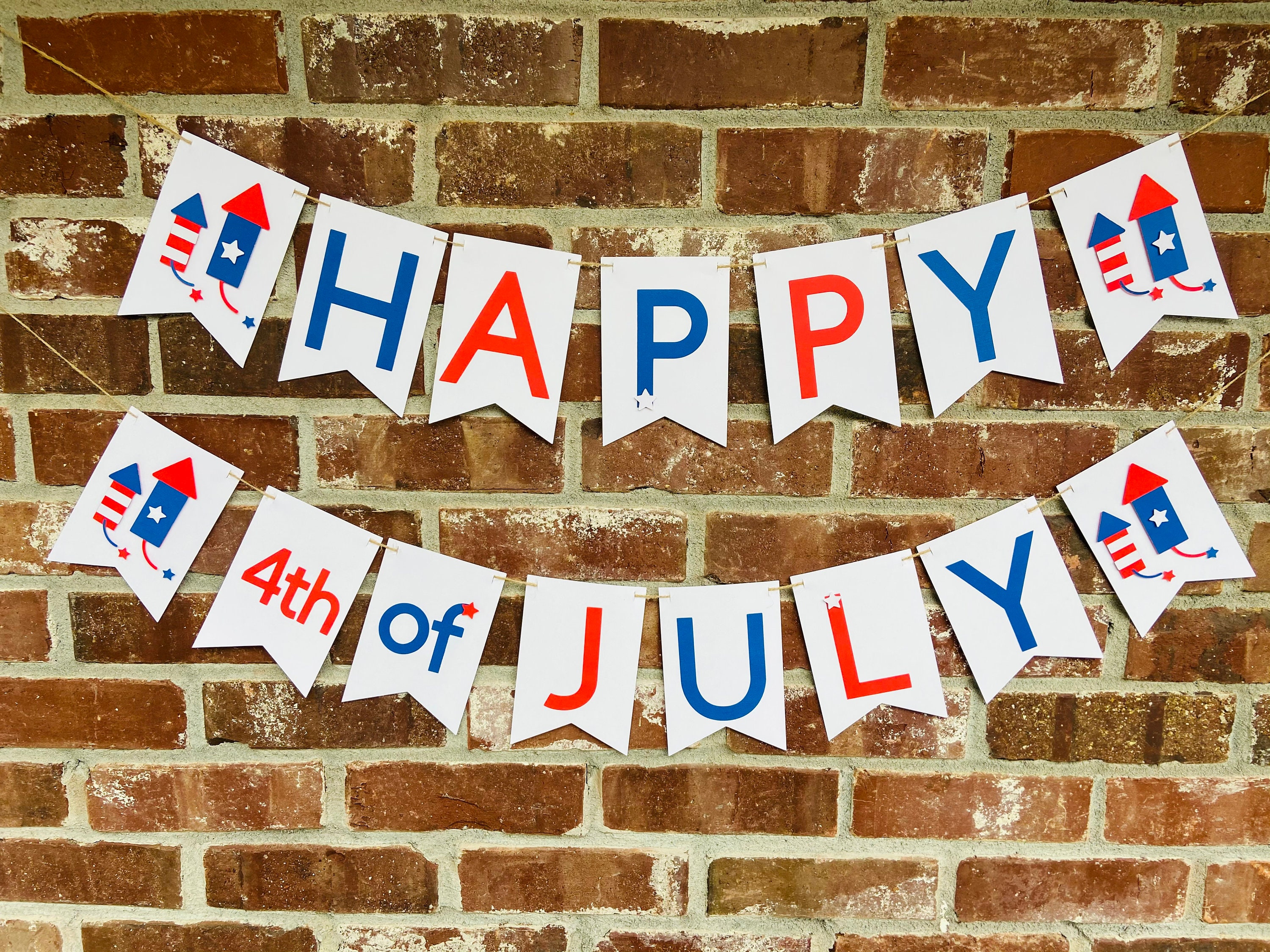 Happy 4th of July Banner 4th of July Banner Red White & Blue | Etsy