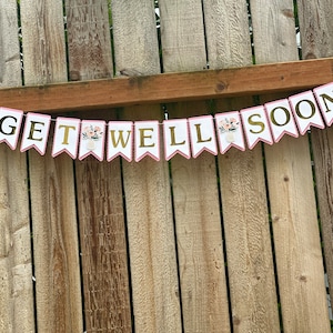 Handcrafted Get Well Soon Banner, Pink & Gold Floral Garland - Etsy