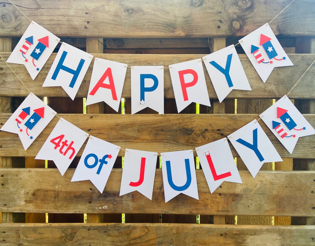 Happy 4th of July Banner, 4th of July Banner, Red White & Blue ...