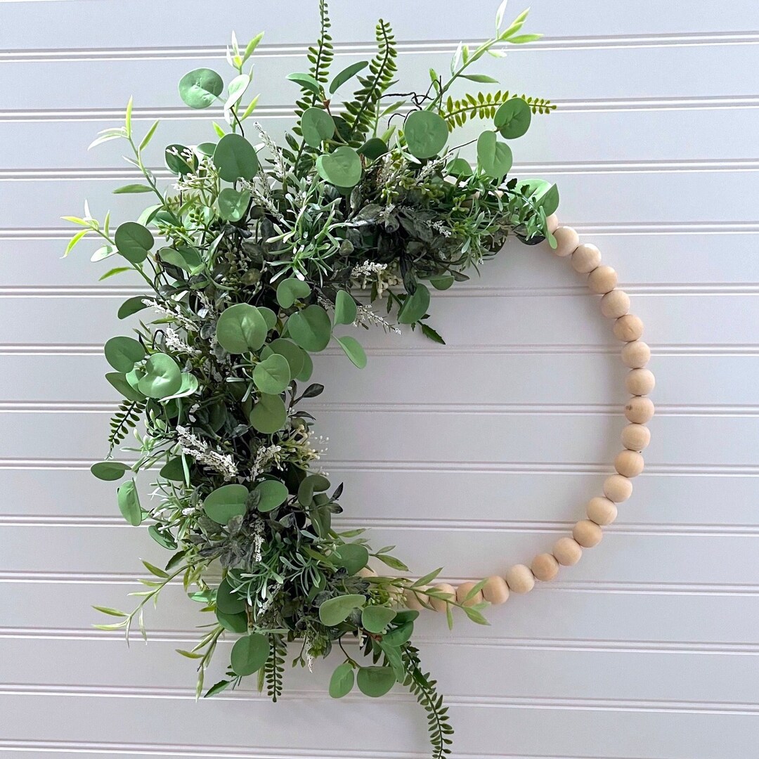 Modern Spring Wreath for Front Door, Eucalyptus Greenery Wreath ...