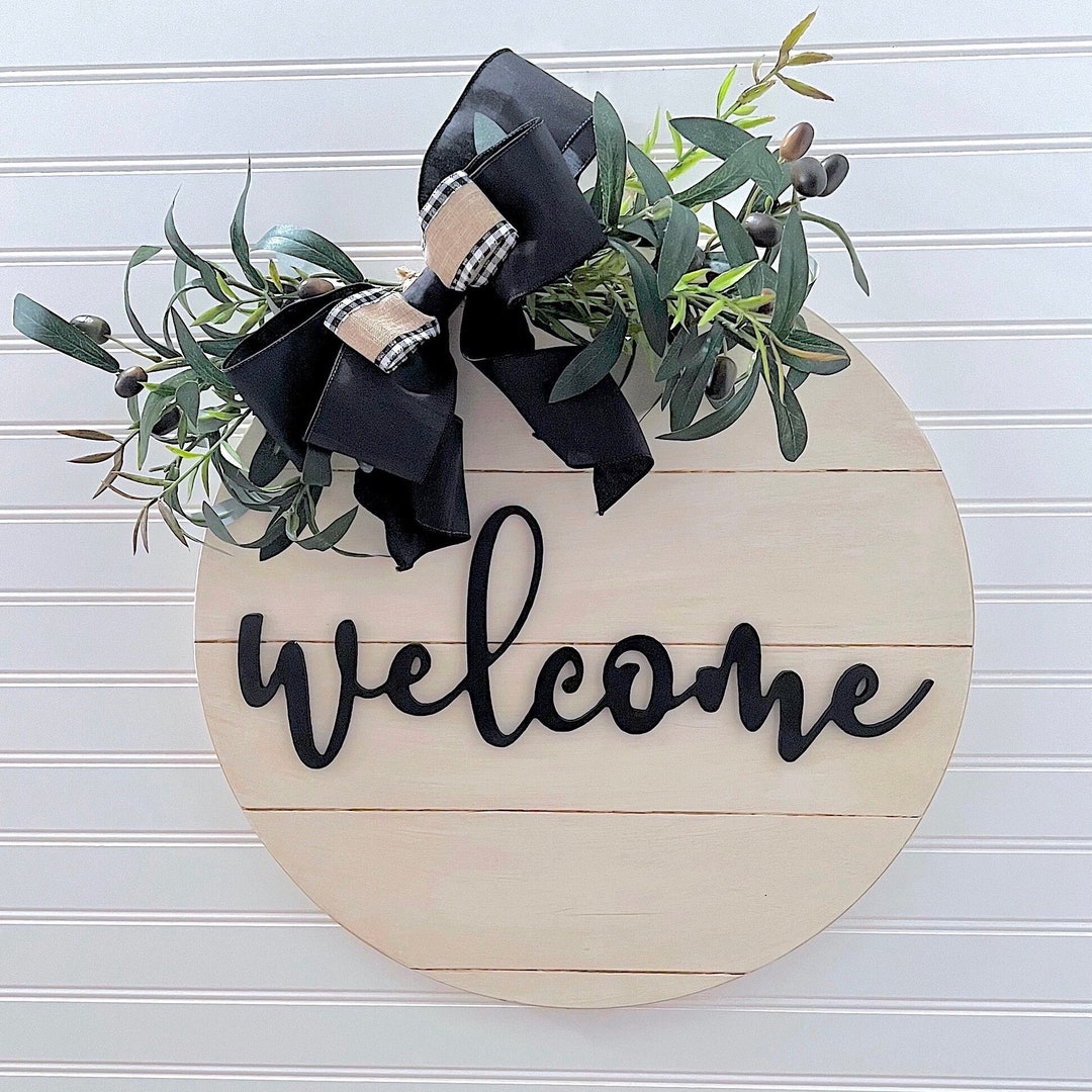 Modern Front Door Wreath, Welcome Wreath, Farmhouse Door Decor, Welcome ...