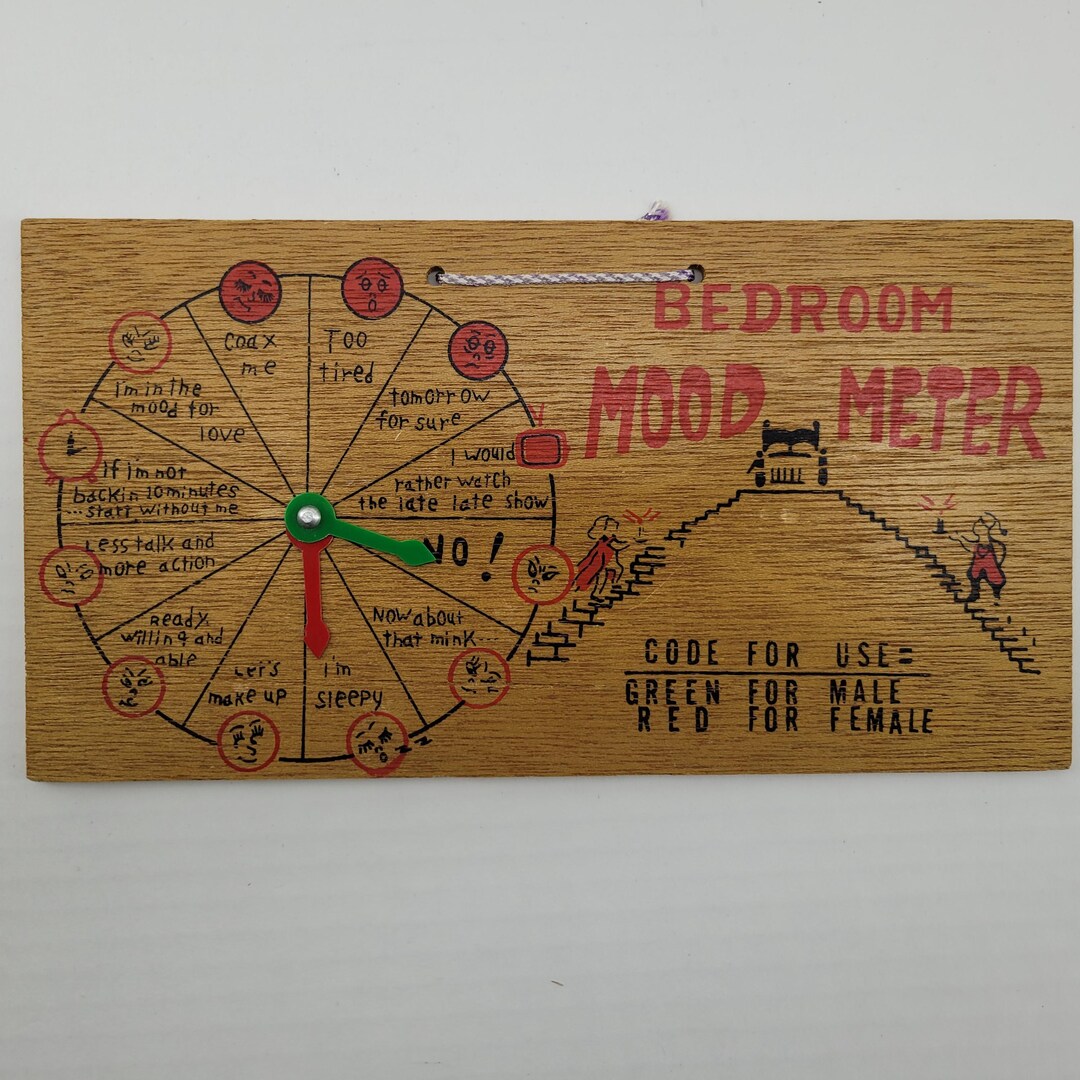 Wooden Sign bedroom Mood Meter Hand Painted Cute Wall Plaque W Dial ...