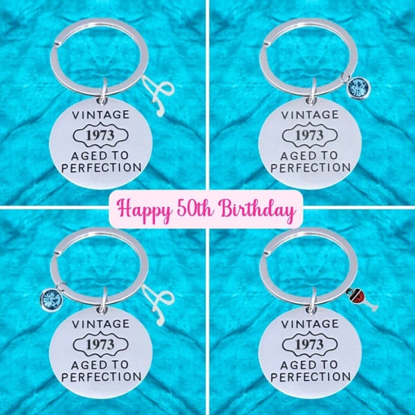 50th Birthday Key Chain - Etsy