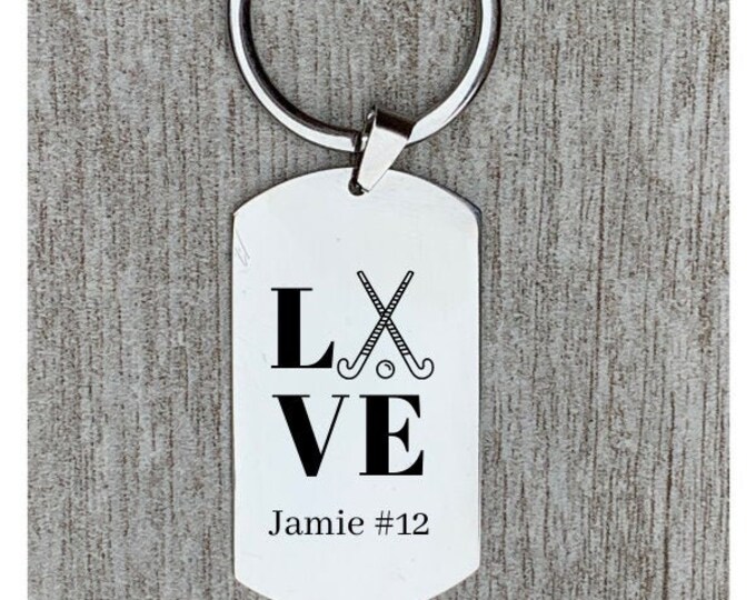 Personalized Engraved Field Hockey Keychain, Girls Custom Field Hockey ...