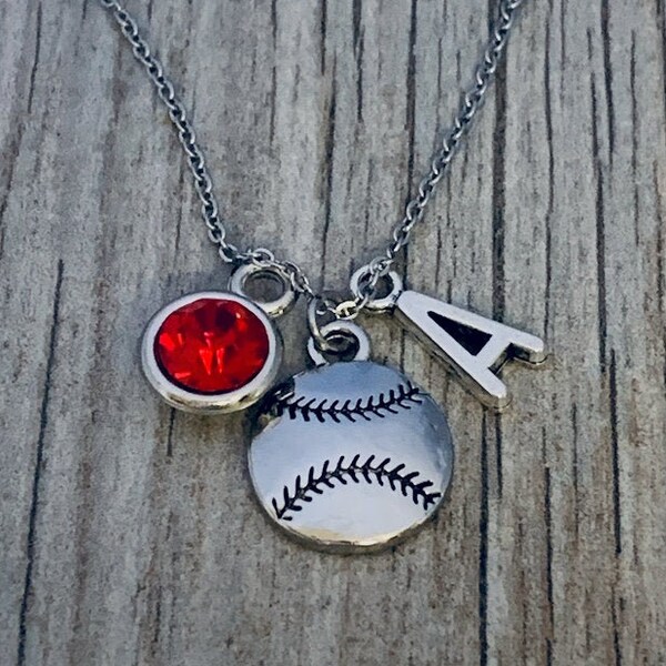 Softball Initial Necklace - Etsy