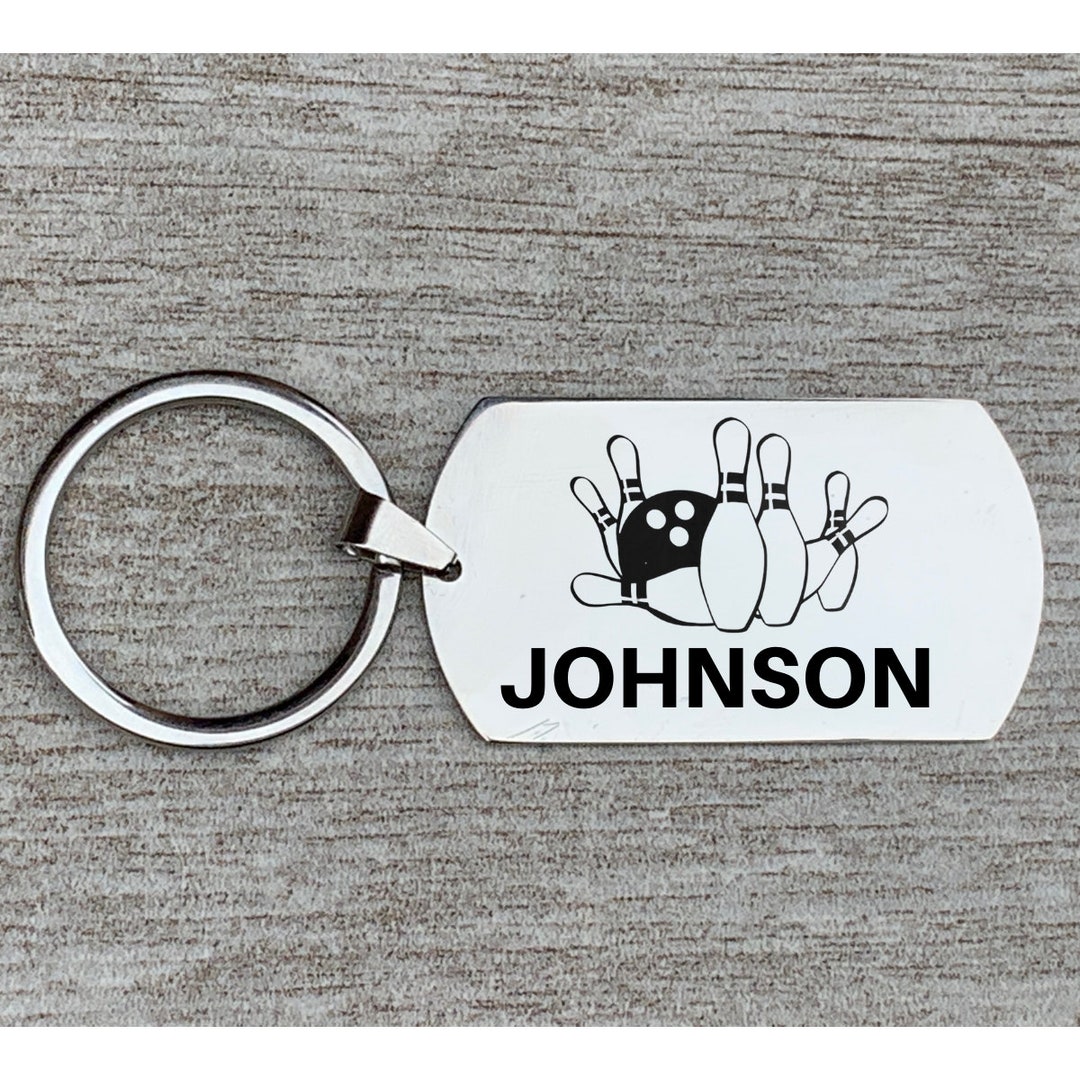 Bowling Keychain, Personalized Engraved Bowling Ball and Pin Charm Key ...