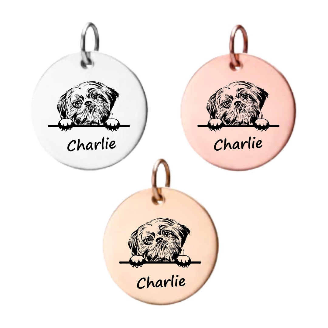 Shih Tzu Charm ,personalized Stainless Steel Custom Name Engraved Dog ...
