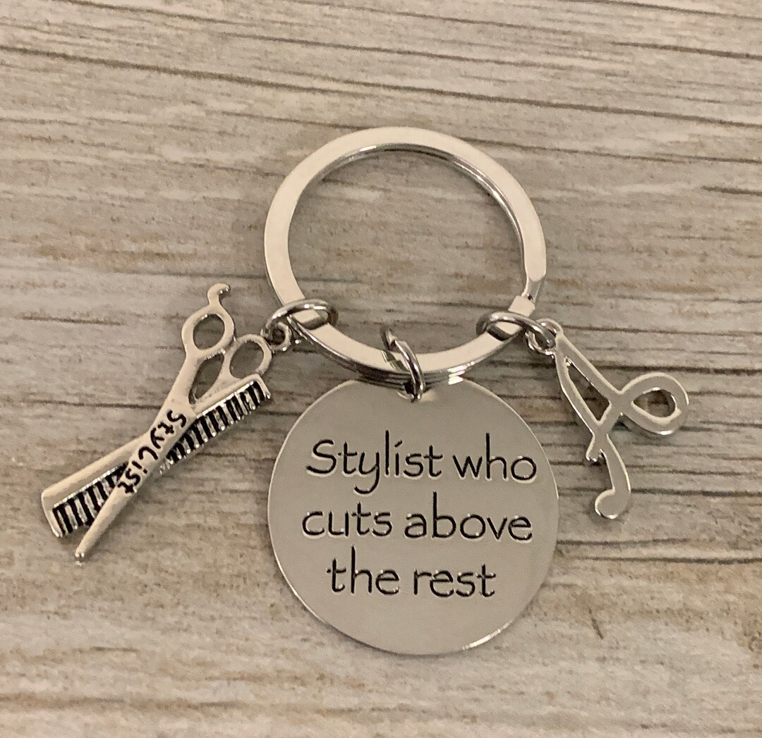 Personalized Hairdresser Charm Keychain With Letter Charm, Custom Hair ...