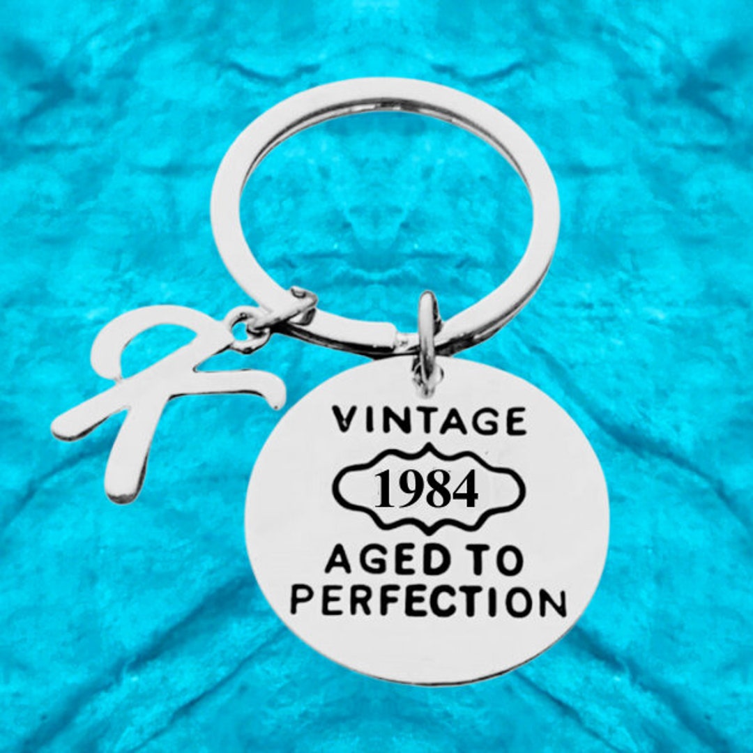 Personalized 40th Birthday Keychain, Women's Vintage 1984 Aged to ...