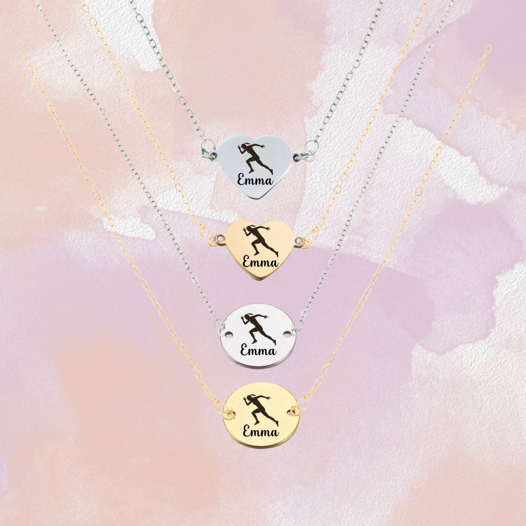 Personalized Engraved Stainless Steel Running Charm Necklace, Running ...