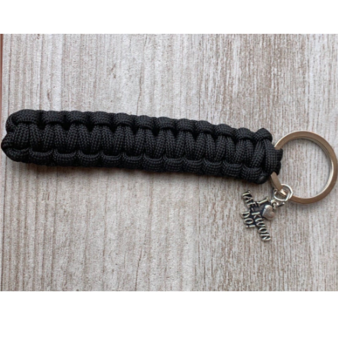 Taekwondo Keyhain, Black Taekwondo Charm Paracord, Martial Arts Gift ...