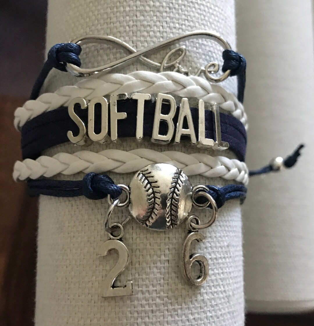 Personalized Girls Softball Charm Bracelet With Numbers, Softball ...