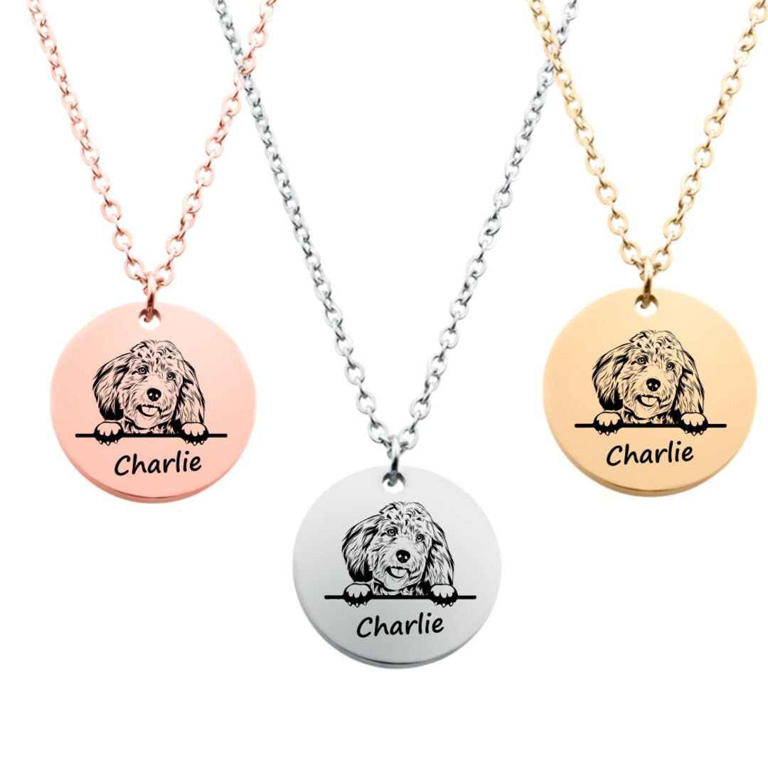 Cockapoo Gifts ,personalized Charm Necklace Custom Name Engraved Dog ...