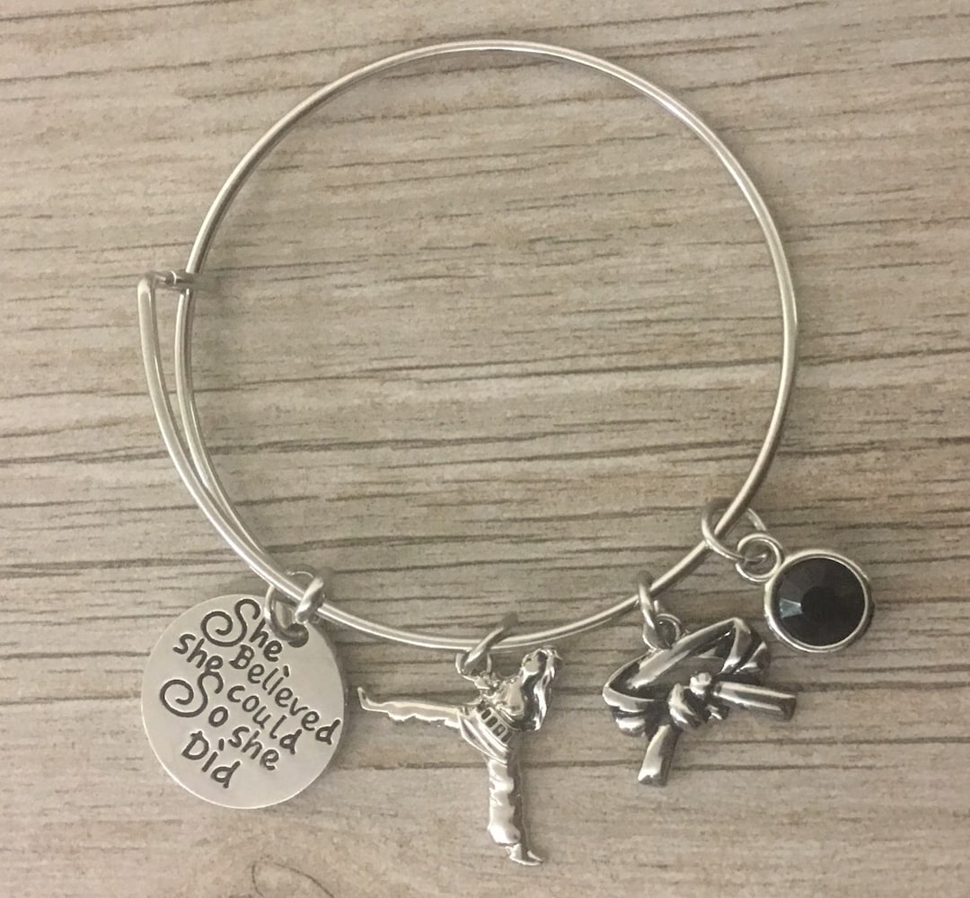 Martial Arts Black Belt Bracelet, Martial Arts Jewelry Gift, Karate ...